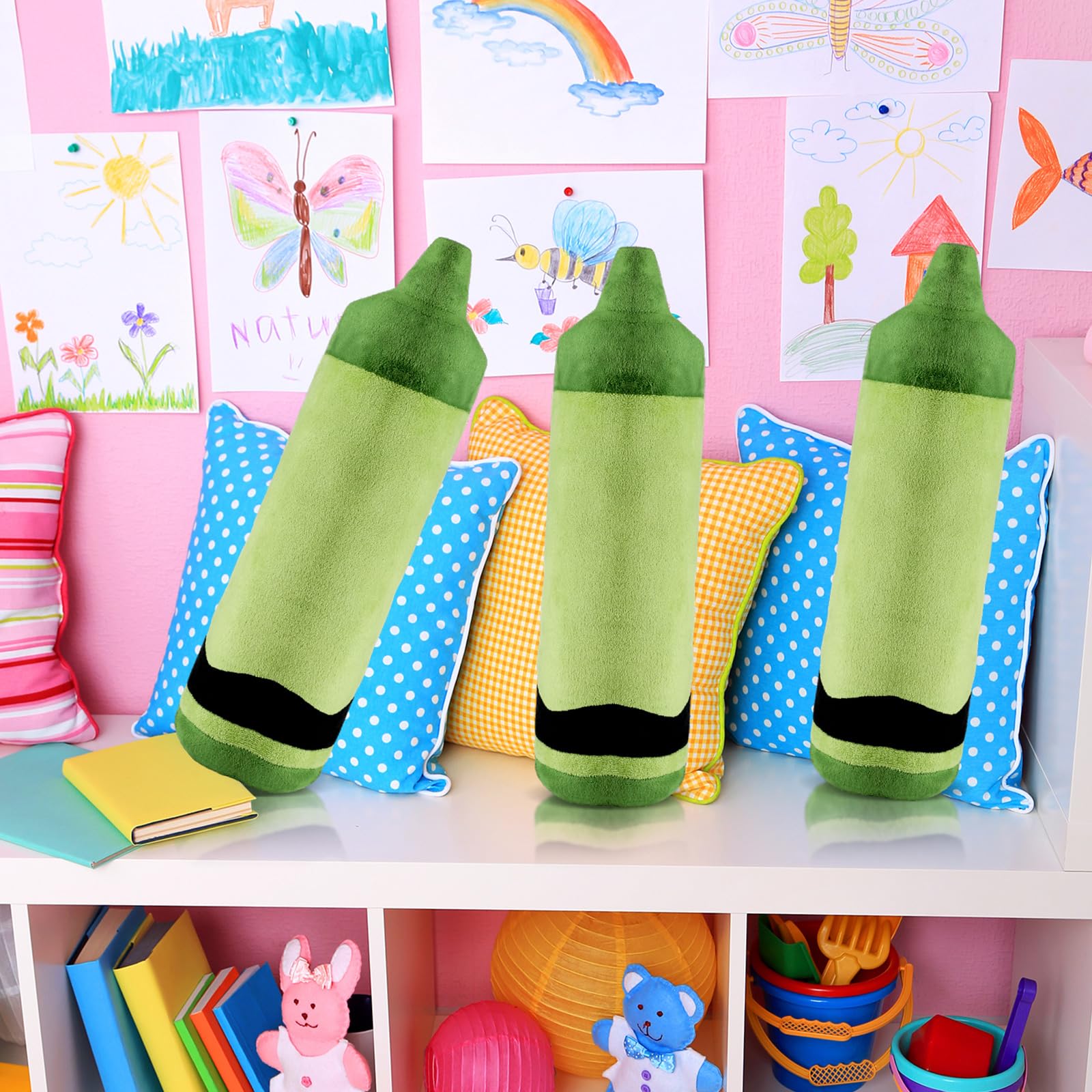 Civaner 17.7 Inch Crayons Pillow Classroom Plush Pillow Large Throw Pillow Teacher Pillow Back to School Crayons Stuffed Cushion Creative Cute Crayon Plush for Reading Room Classroom Birthday Party