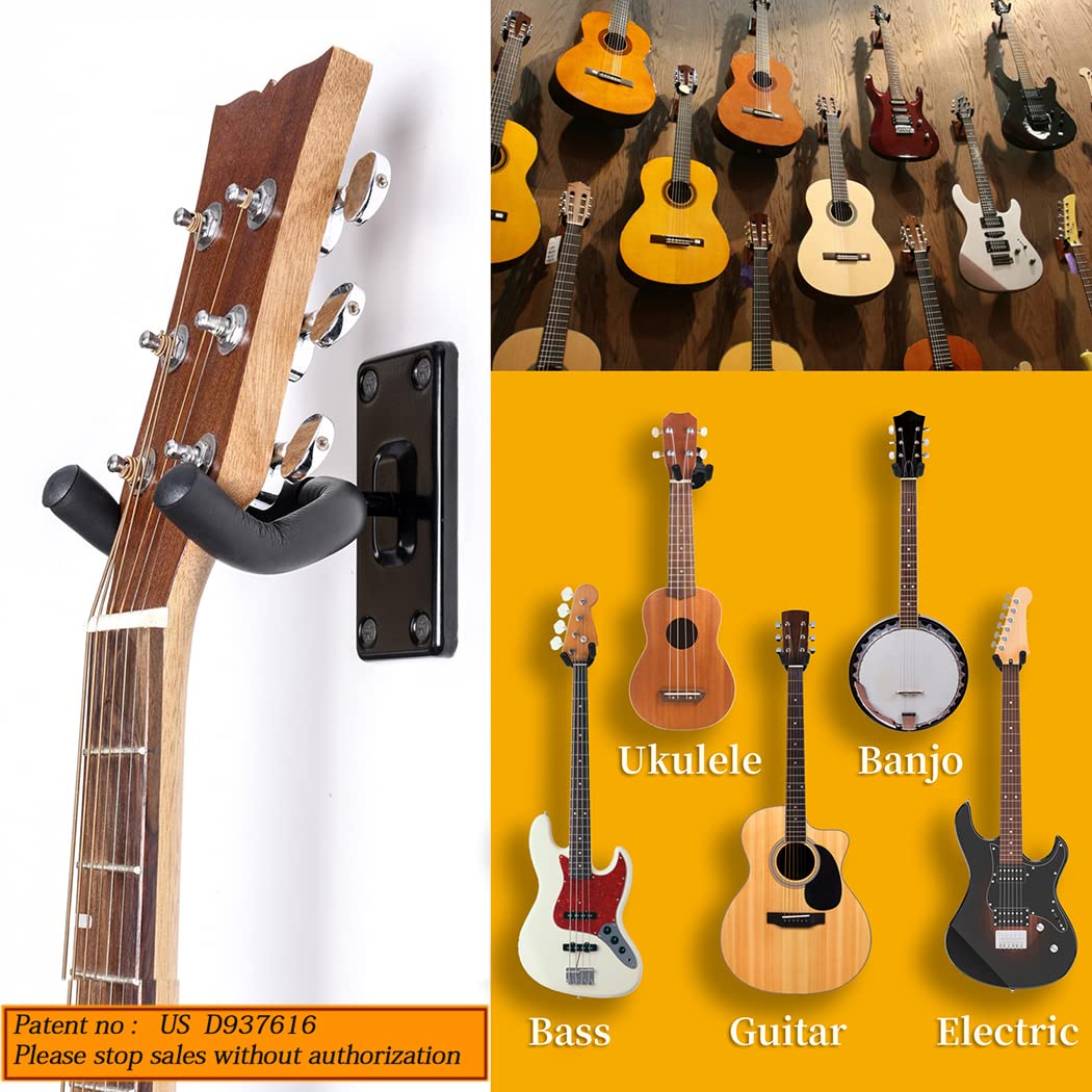 Guitar Wall Mount Guitar Hanger Acoustic Electric Guitar hanger Bass Ukulele Black hook Metal Holder Hangers
