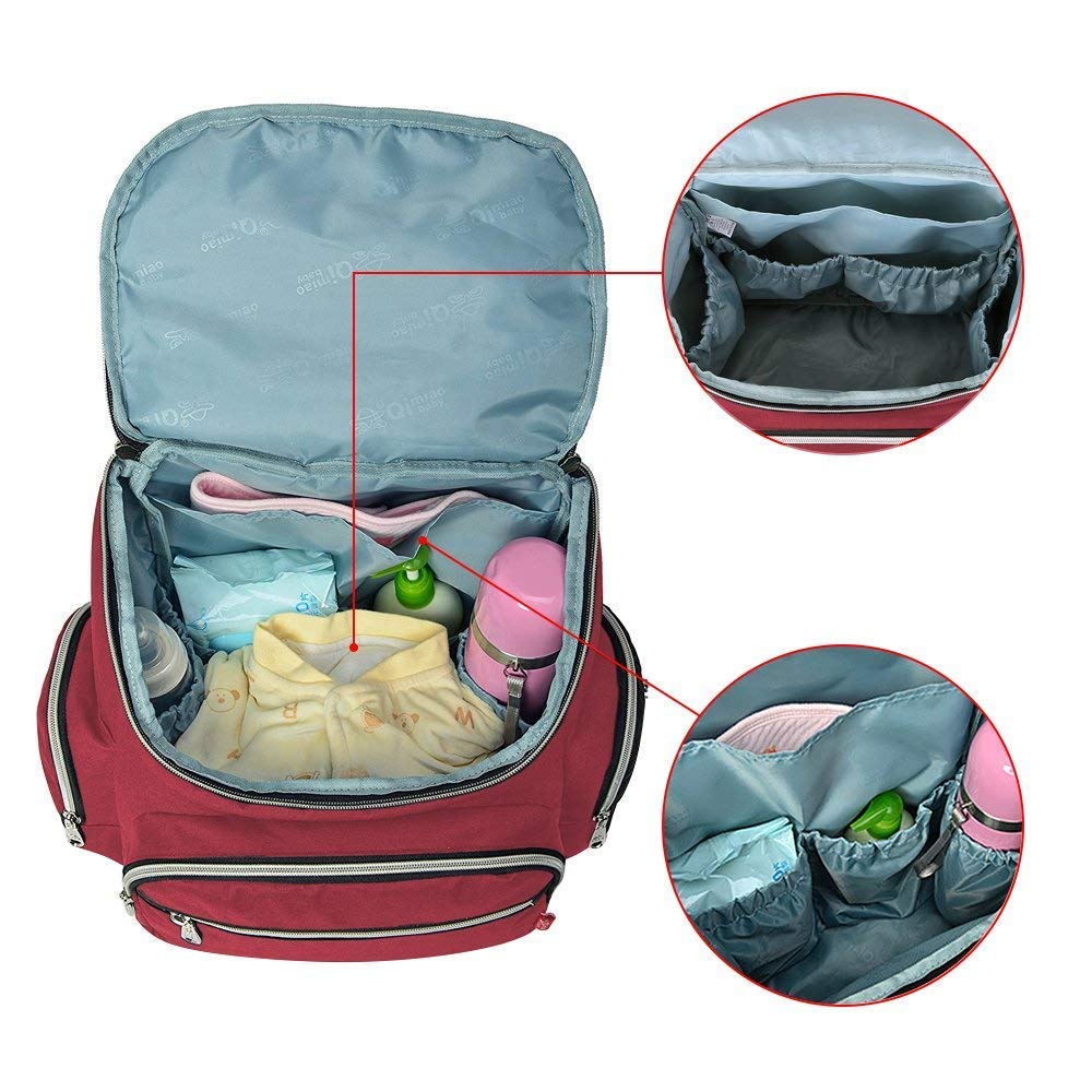 Qimiaobaby Lightweight Diaper Bag, Mommy goes Out to Store Diaper Backpack (Red Win)
