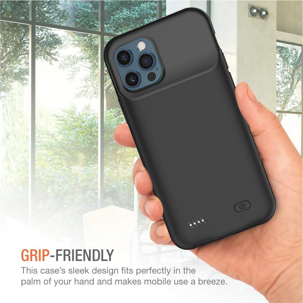 Battery Case iPhone 12 Pro Max, 8500mAh Slim Rechargeable Battery Pack Charging Case Compatible with iPhone 12 Pro Max Extended Battery Charger Case