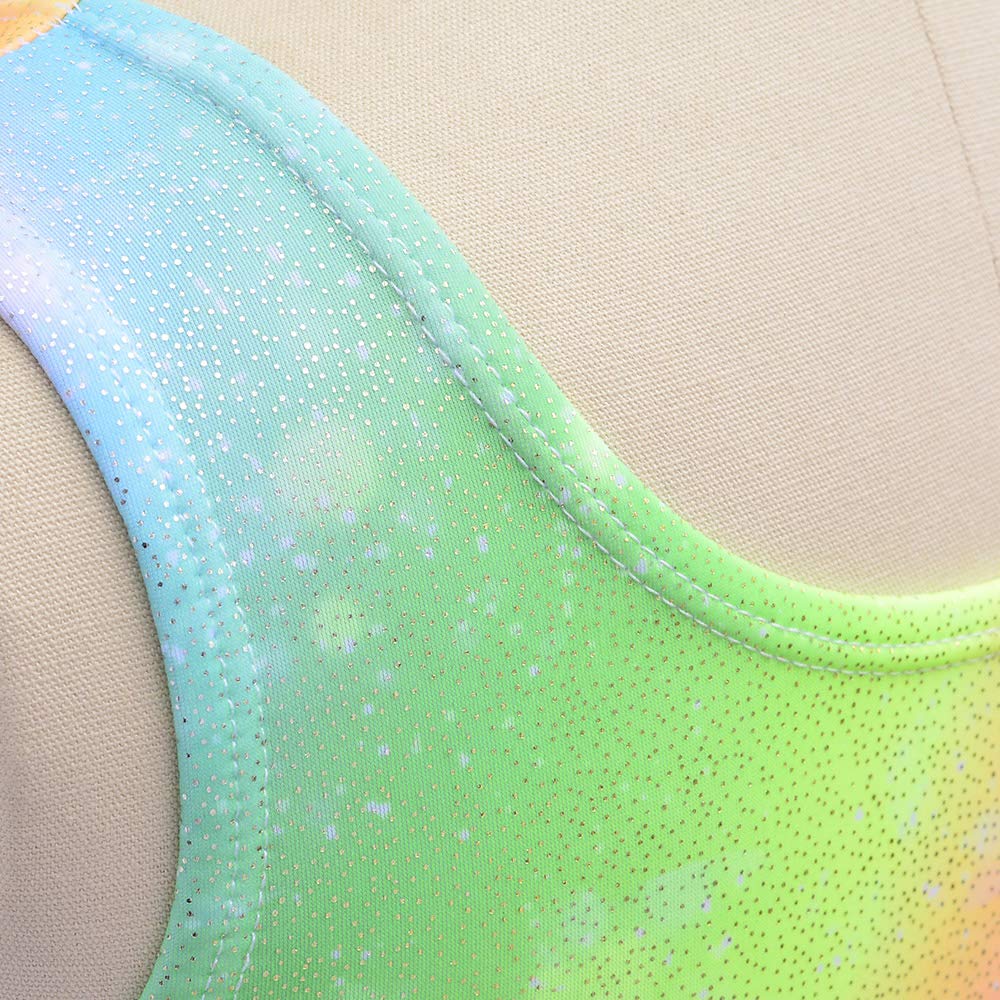 Aosva Gymnastics Leotards for Big Girls One-piece Brithday Colorful Rainbow Dancing Athletic Apparel 10-11Y
