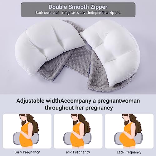 neexan Pregnancy Pillows for Sleeping-Pregnancy Wedge Pillows, Pregnancy Pillows Support for Pregnant Women Back, Legs, Belly, Wedge Pillow Pregnancy with Detachable & Adjustable Pillow Cover