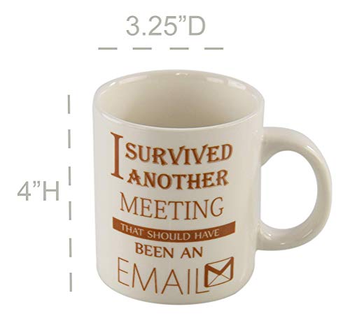 Home-X Mug Warmer, Desktop Heated Coffee & Tea - Candle & Wax Warmer (Black) and I Survived Another Meeting Coffee Mug 6.57 x 6.18 x 5.67”