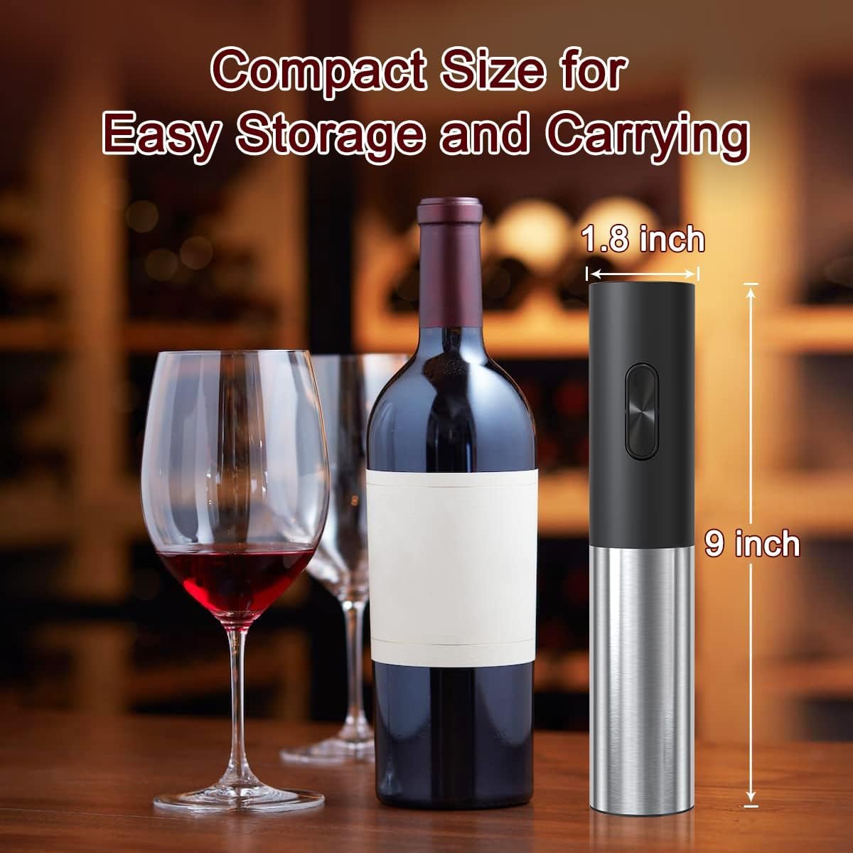 Battery Electric Wine Bottle Openers Electric Wine Opener, Wine Gift Automatic Wine Opener with Foil Cutter (Battery Stainless steel)