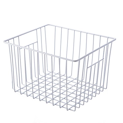 SANNO Freezer Baskests Organizer Bins, Freezer Wire Storage Basket Refrigerator Storage Baskets Bins Organizer with Built-in Handles for Cabinets, Pantry, Closets, Bedrooms - Set of 2