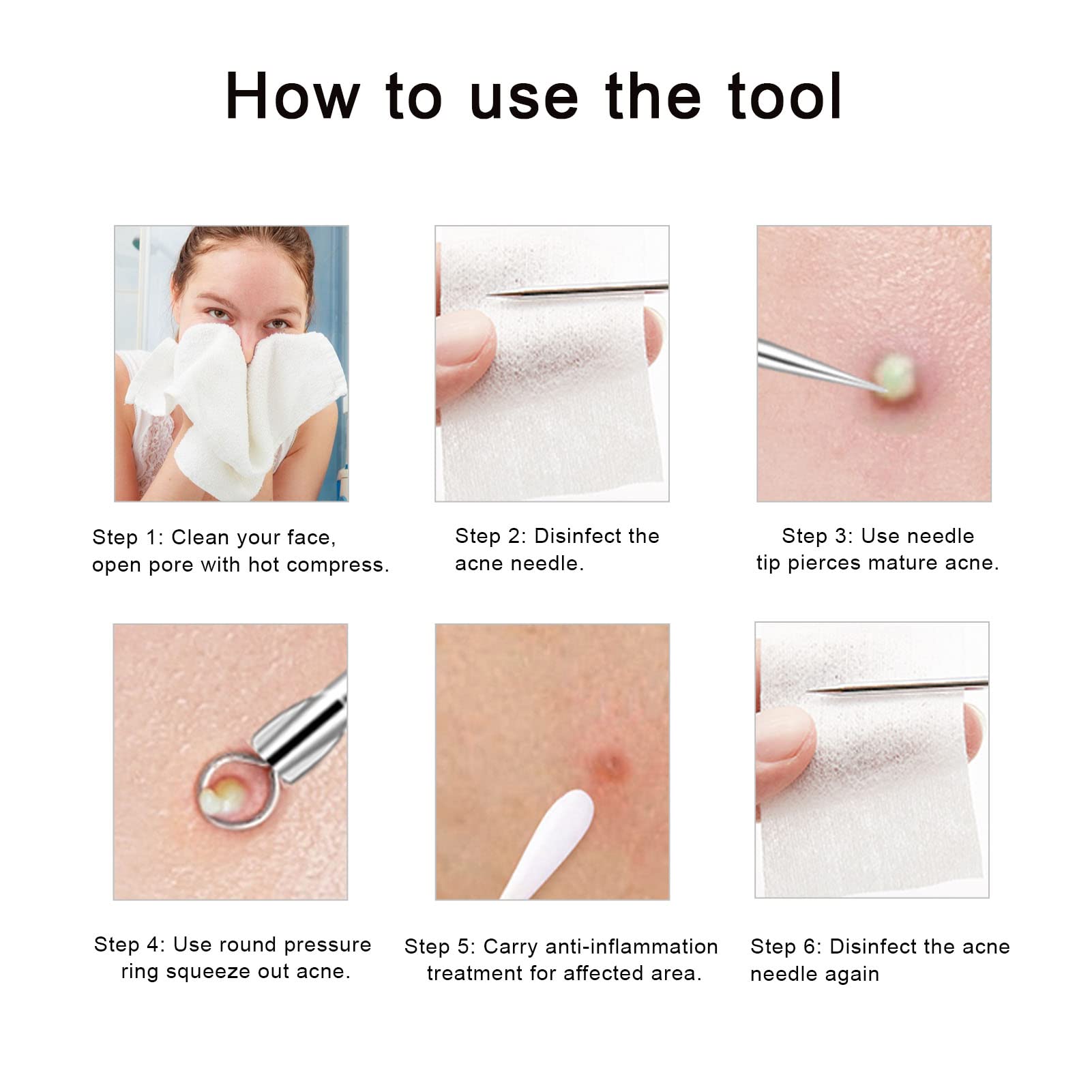 FIXBODY Blackhead & Splinter Remover Tools - Stainless Steel Professional Easily Cure Pimples Whiteheads Comedones Acne Zit Ingrown Hairs and Facial Impurities Bend Head Tweezer Surgical Kit (14 PCS)