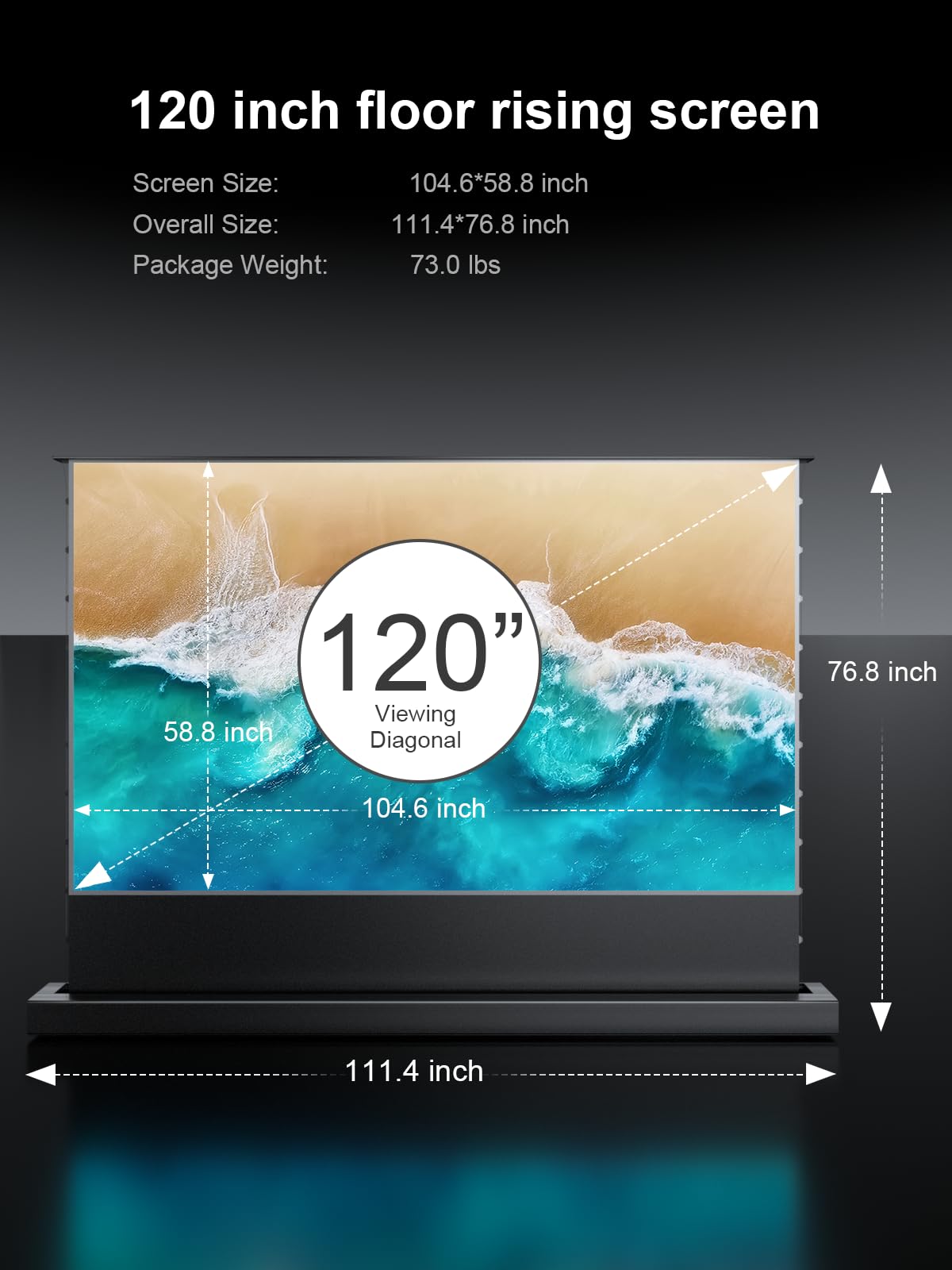 AWOL VISION LTV-3500 Pro with 120" Motorized Floor Rising Screen Bundle,4K 3D HDR10+ Dolby Vision & Atmos 3500 Lumen Ultra Short Throw Triple Laser Projector with 120" Motorized Floor Rising Screen