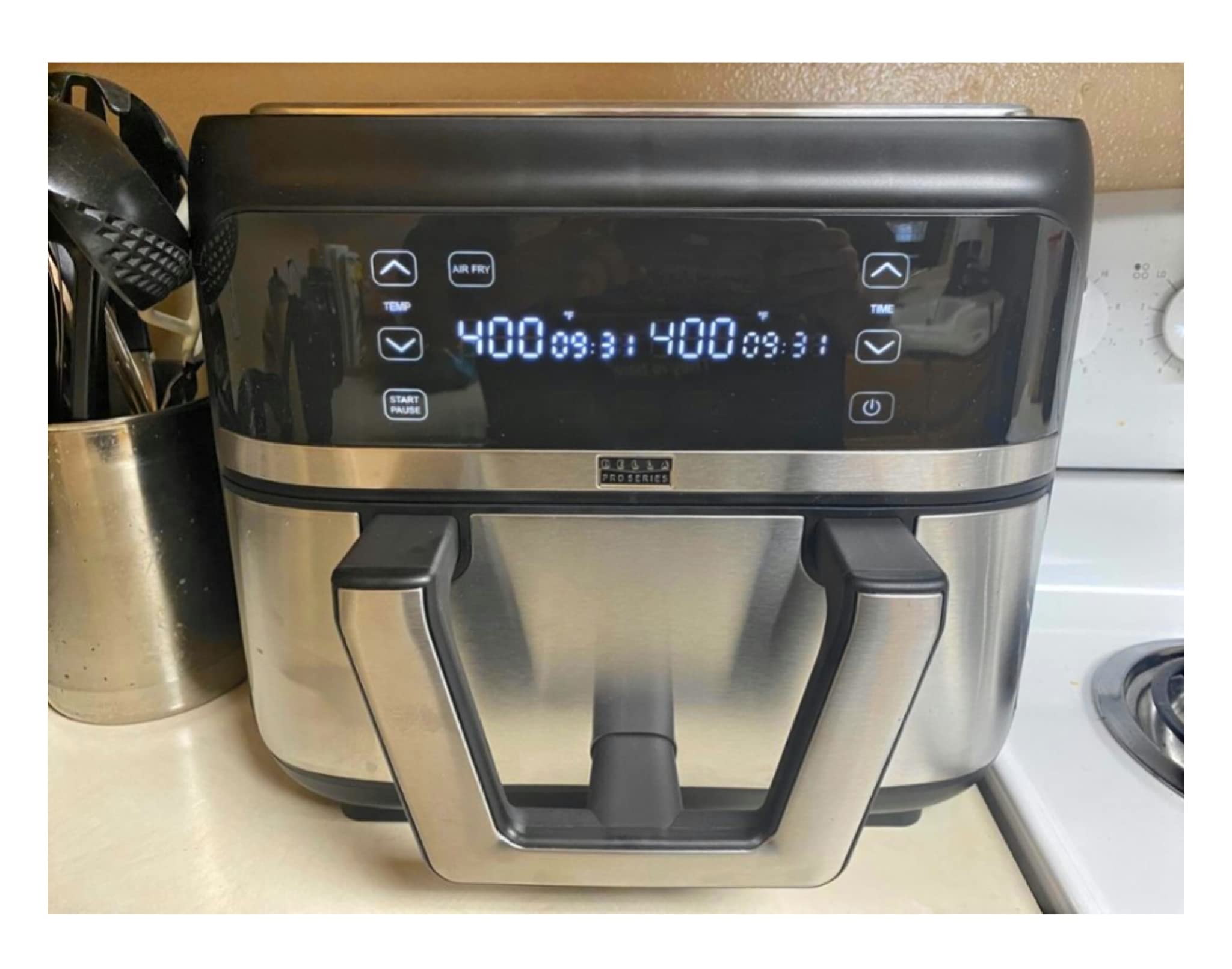 Bella Pro Series - 9-qt. Digital Air Fryer with Dual Flex Basket - Stainless Steel