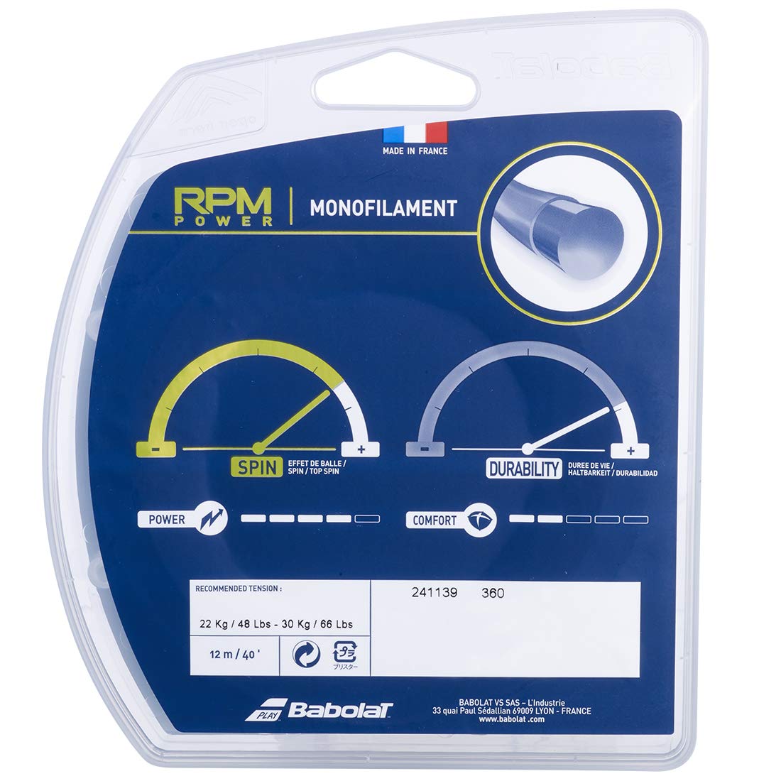 Babolat RPM Power (17-1.25mm) Electric Blue Racquet String Set