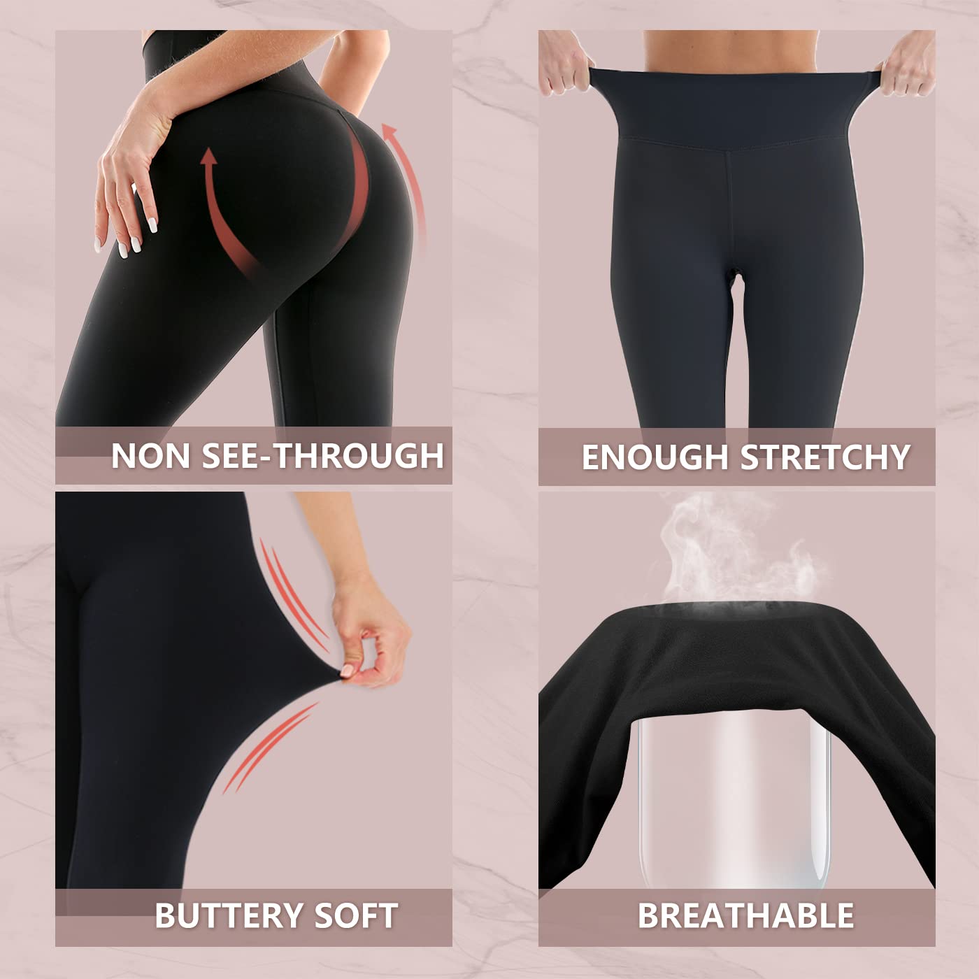 BLUEENJOY 3 Pack Leggings for Women-Butt Lift High Waisted Tummy Control Yoga Pants-Workout Running Leggings