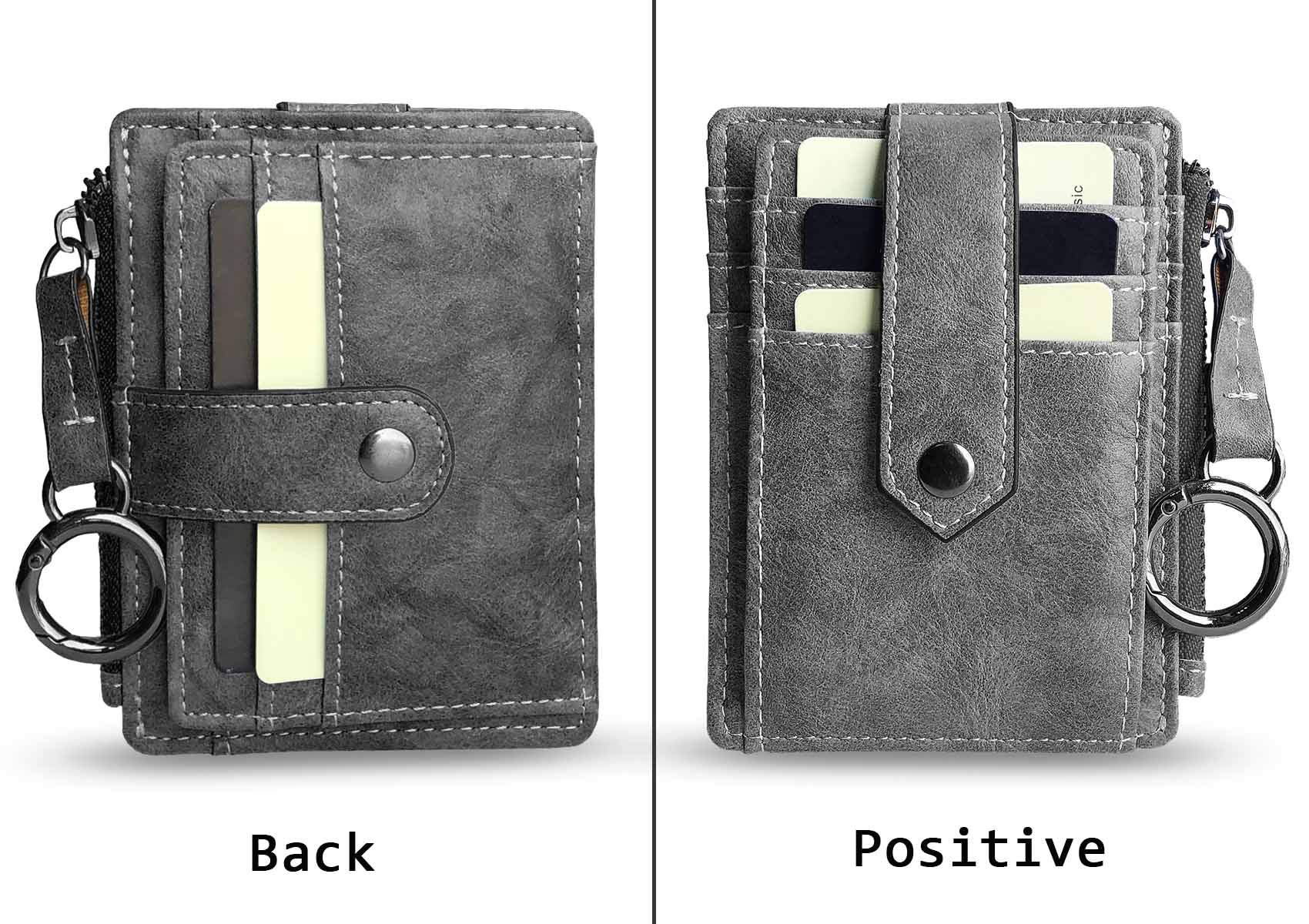 AOXONEL Card Wallet Leather Rfid Credit Card Holder for Women Compact Small Womens Wallet Ladies Slim Mini Coin Purse (Grey)