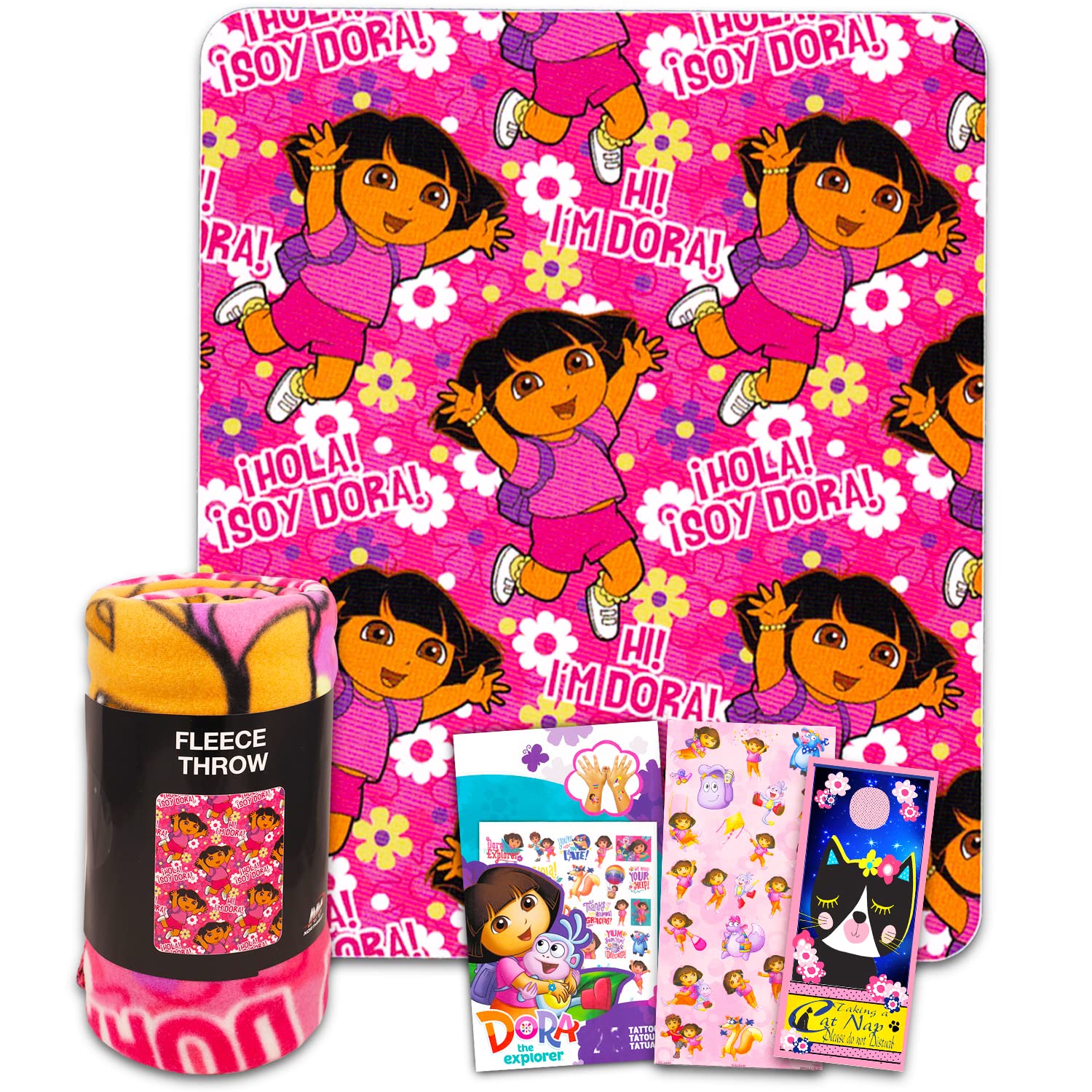 Beach Kids Fleece Blanket Sleepover Set - Bundle with 45x60 Throw Blanket for Girls, Stickers, Tattoos, More | Room Décor