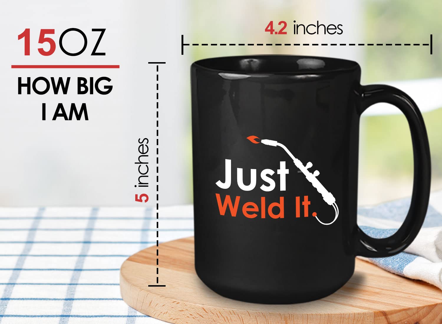 Bubble Hugs Funny Welder Coffee Mug 15oz Black - Just Weld It - Welders Weld Pun Welding Field Worker Manufacturing Solder