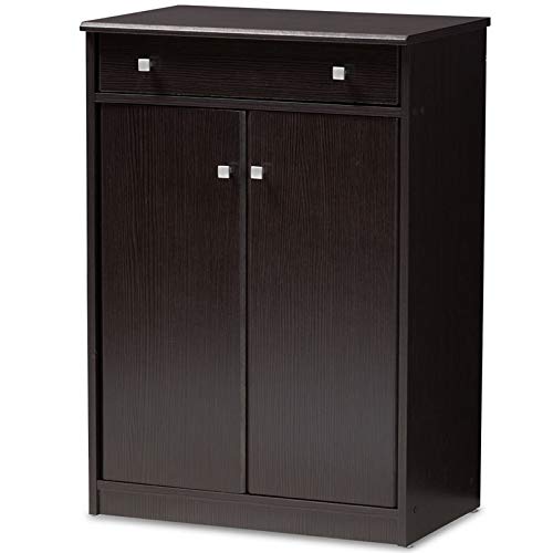 BOWERY HILL Contemporary Wooden Shoe Cabinet in Wenge Brown