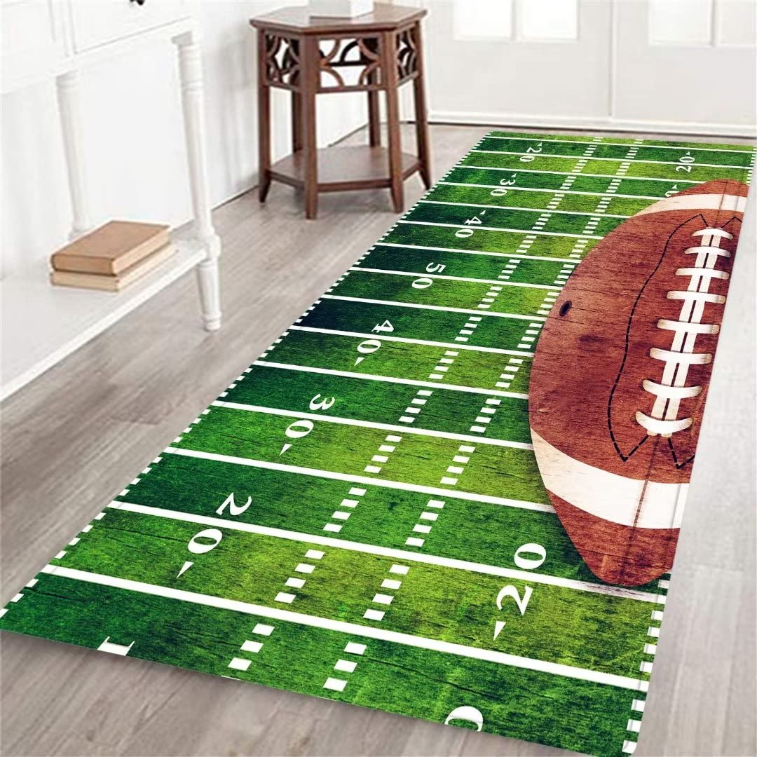 DAOPUDA Long Runner Rug for Hallway,Football Field American Sports Green Lawn Sport Game Team Competition,Area Rug Non-Slip Floor Carpet for Bedroom Indoor Entrance Door Mat Washable Kitchen Rugs
