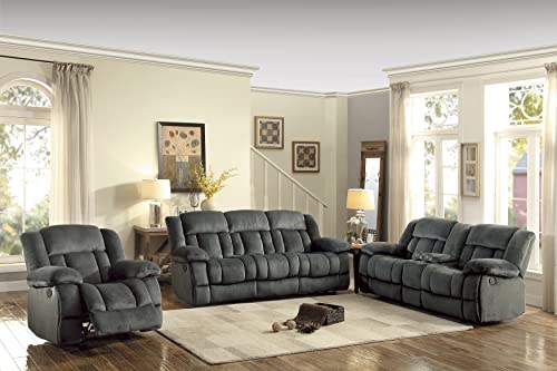 Homelegance Laurelton 90" Microfiber Double Reclining Sofa, Gray