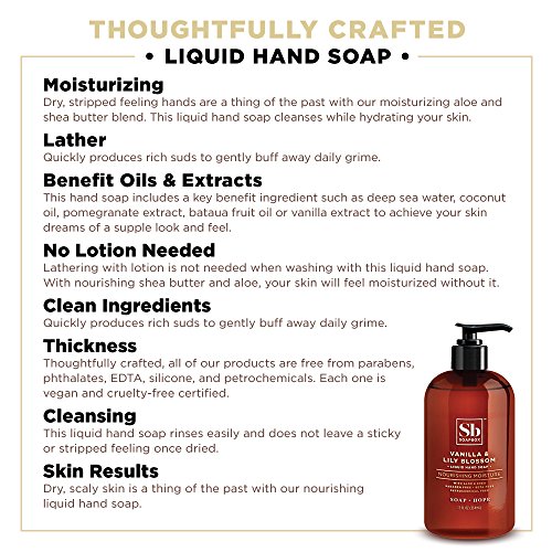 Soapbox Liquid Hand Soap, Vanilla & Lily Blossom - Gentle, Moisturizing Hand Cleanser, Vegan, Cruelty Free Hand Soap for Bathroom and Kitchen, 12oz Pump Bottles (Pack of 3)
