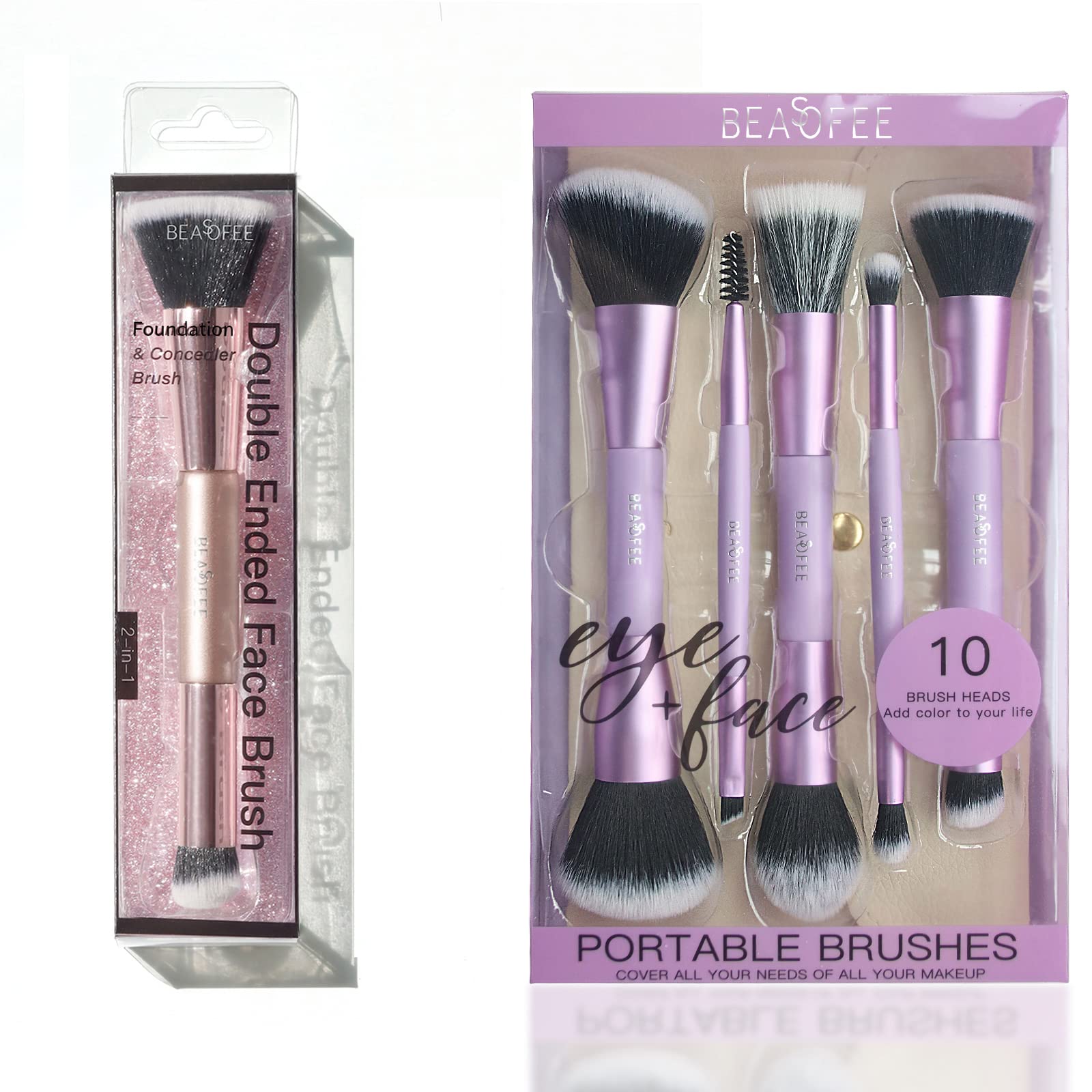BEASOFEE Dual-ended Foundation Brush+Makeup Brushes