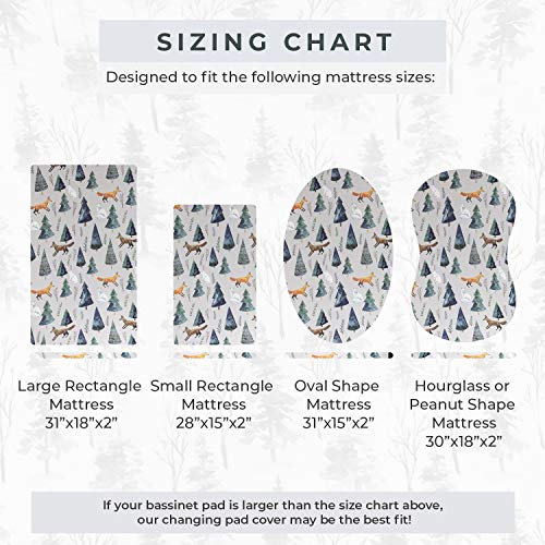 Pobi Baby - 2 Pack Premium Bassinet Sheets for Standard Bassinets - Ultra-Soft Cotton Blend, Stylish Animal Woodland Pattern, Safe and Snug for Baby (Magical)