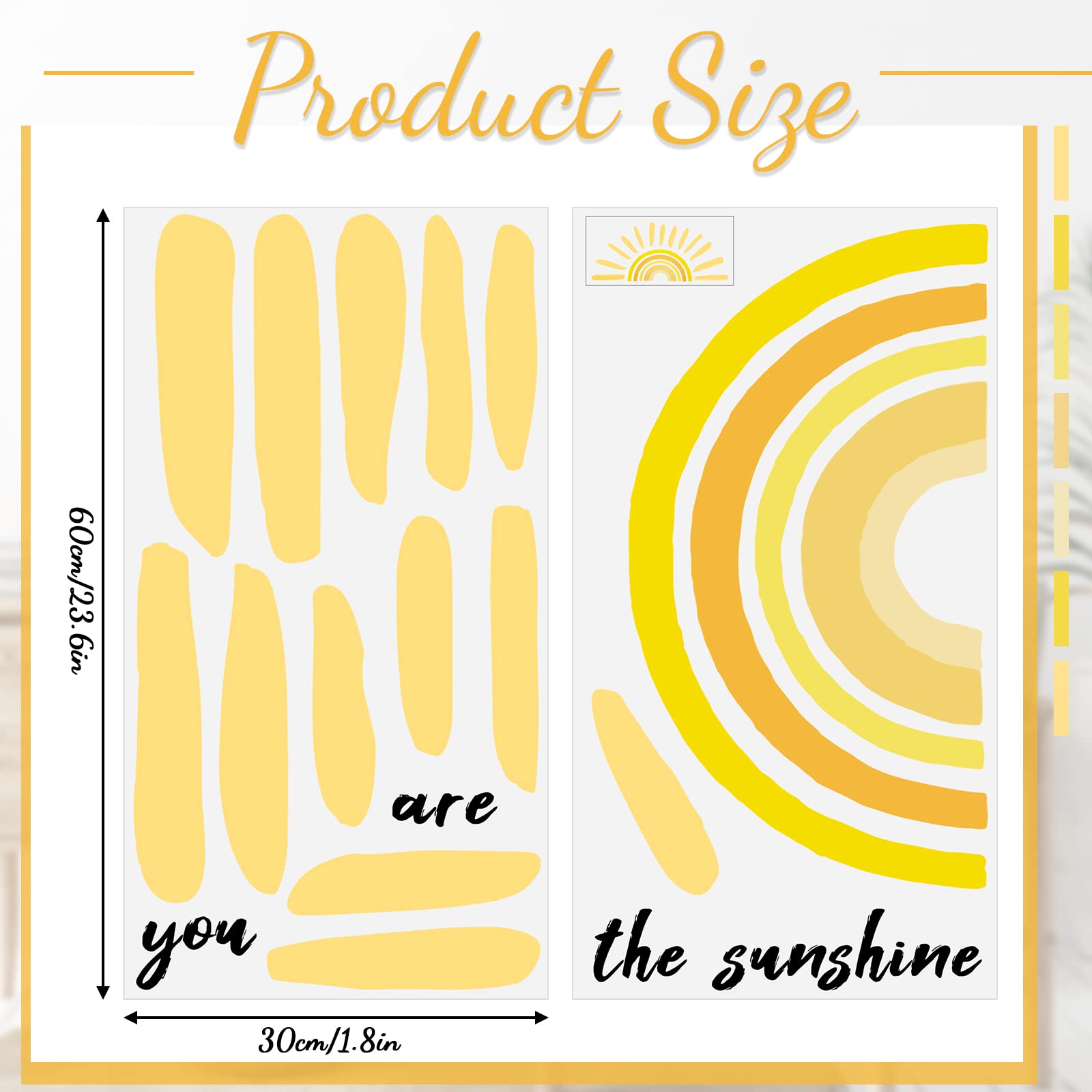 Boho Sun Wall Decals You are The Sunshine Wall Stickers Rainbow Wall Decals Large Half Sun Wall Decor Decals for Nursery Bedroom Classroom Wall Stickers Murals Decorations