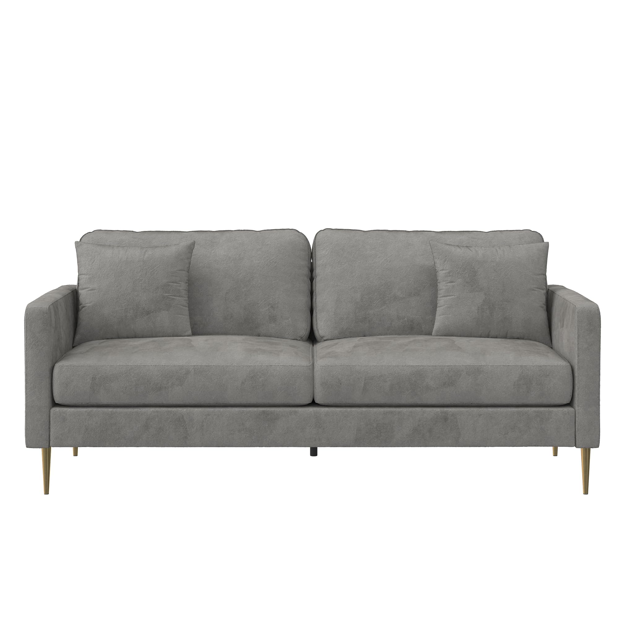 CosmoLiving by Cosmopolitan Highland Sofa with Pillows, Gray Velvet