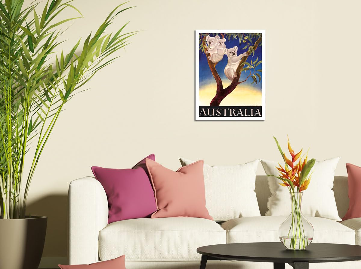 Australia - Koala Bears - Vintage Travel Poster by Eileen Mayo c.1956 - Master Art Print (Unframed) 13in x 19in
