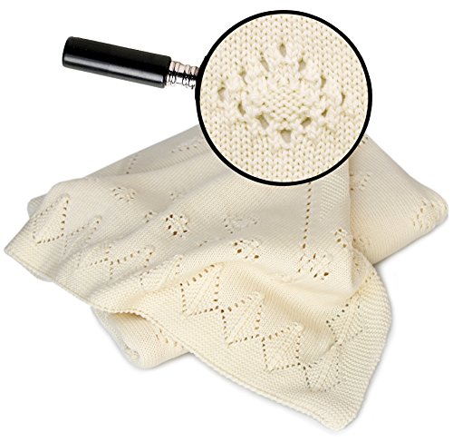 Sonnenstrick Baby Blanket 100% Organic Extra Fine Merino Wool (35.5 inch x 31.5 inch). Made in Germany.
