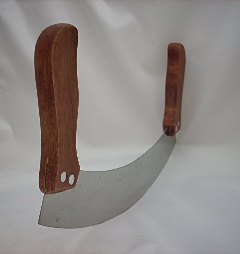 Pizza Rocker Knife - Rocking Cutting - Veggie Dicer - Use Both Hands - Away from the blade. Safer For The Kids - Curved Chopping Knife Chops Leafy Vegetables and All Kinds of Veggies