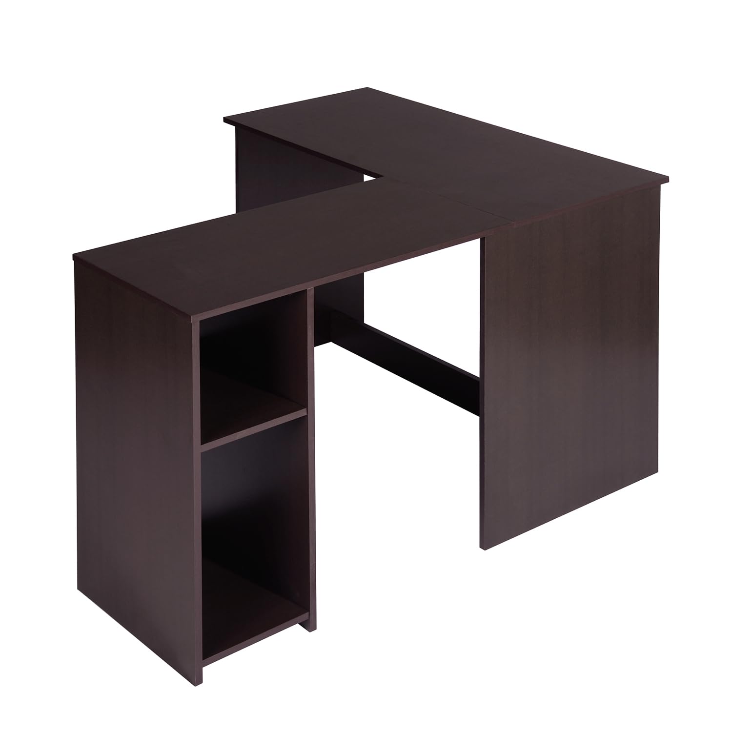 Aoyom 39.4" W x 47.2" D Corner Computer Desk L-Shaped Home Office Workstation Writing Study Table with 2 Storage Shelves and Hutches