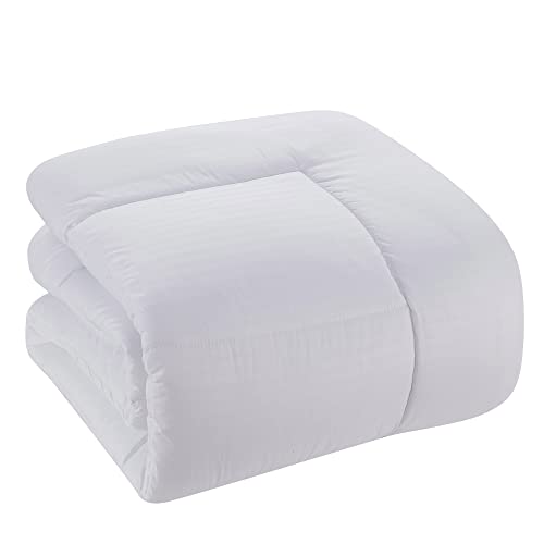 Queen Comforter Set 8 Piece Bed in a Bag with Bed Skirt, Fitted Sheet, Flat Sheet, 2 Pillowcases, 2 Pillow Shams, Queen, Dobby White