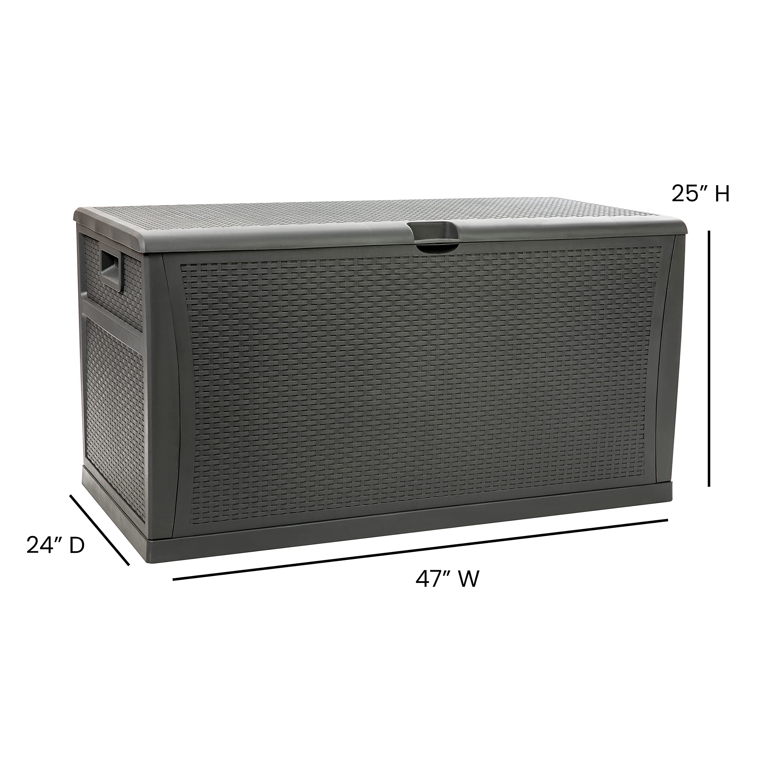 Flash Furniture 120 Gallon Plastic Deck Box - All-Weather Patio Storage and Organization for Throw Pillows, Pool Toys or Garden Tools