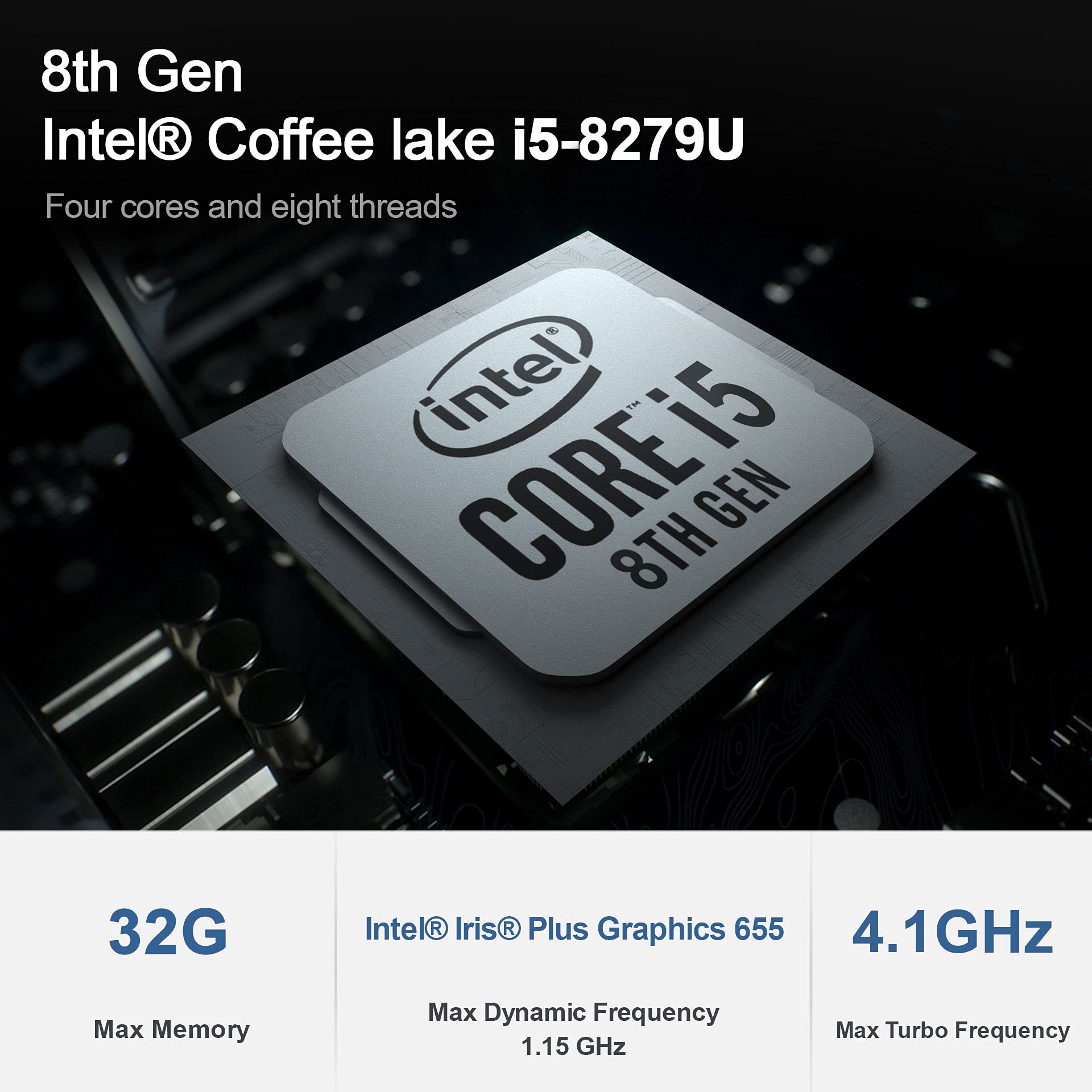 Beelink SEi8 Mini PC 8th Generation Intel i5-8279U Processor,(up to 4.1GHz) Mini Computer with 8G DDR4 RAM/256G M.2 NVME SSD,Supports 6MB Smart Cache,4K@30Hz Dual HDMI,WiFi5,BT5.0