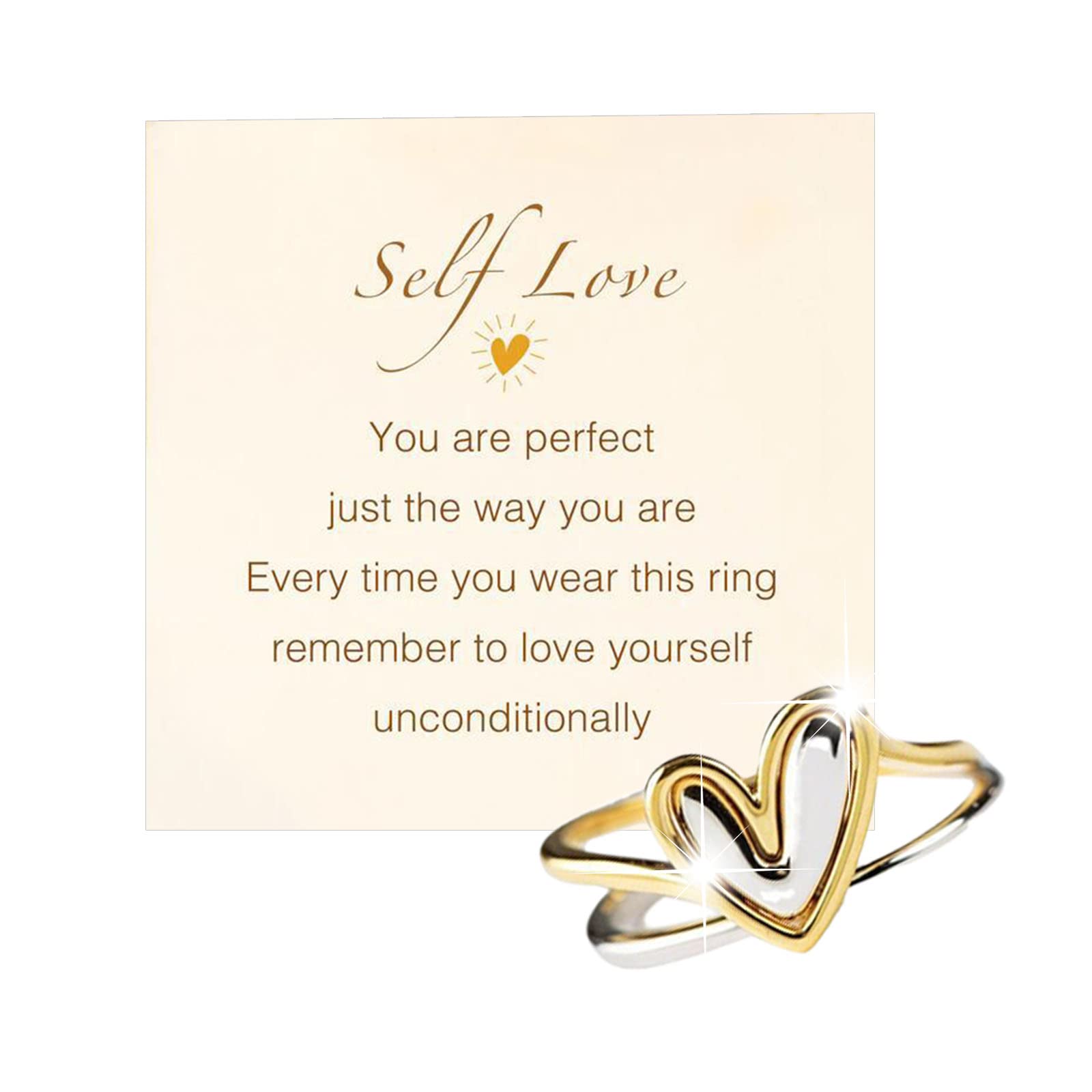 BLUGY for Daughter and Mother Heart Shaped Ring Exquisite Ring Birthday Gift for Mother Gift for Her Female Heart Shaped Ring