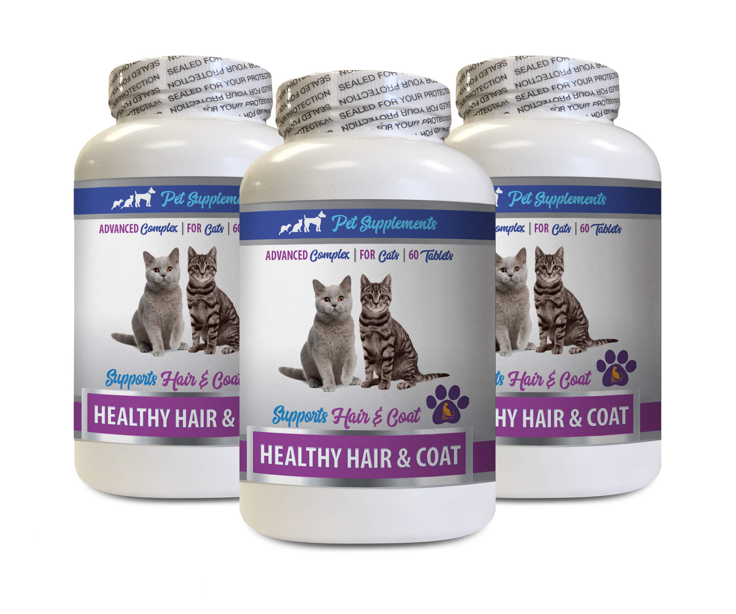 Dry Skin Care for Cats - Best Healthy Hair and Coat Supplement for Cats - Advanced Complex - Nail Health - cat Vitamin b Supplement - 3 Bottles (180 Tablets)