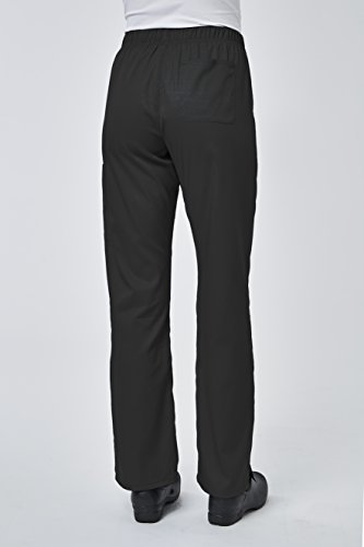 Scrubs for Women Set 6 Pocket 4-Way Stretch V-Neck and Semi-Tapered Pant Elements EL9925 (Black, Medium)