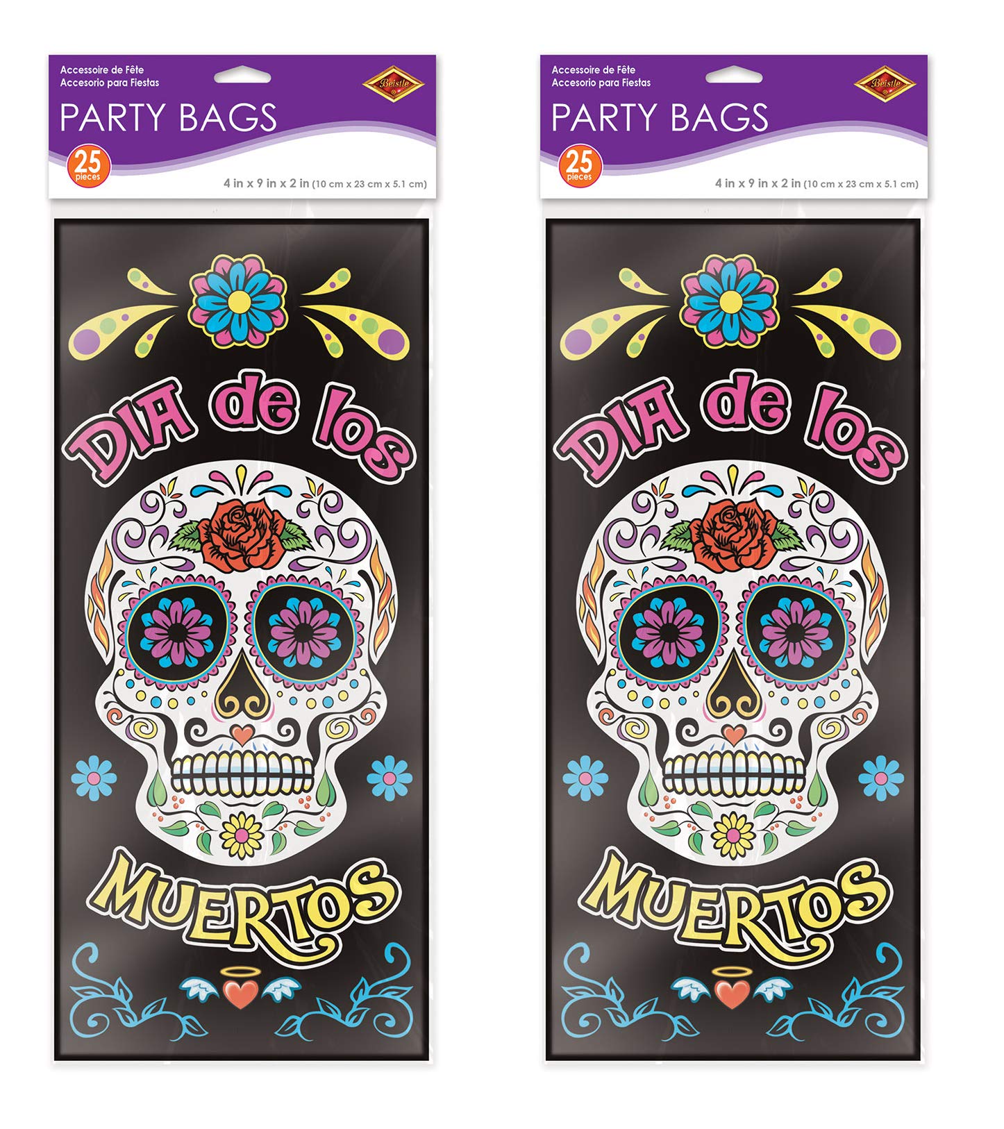 Day Of The Dead Treat Bags With Twist Ties Pack of 2
