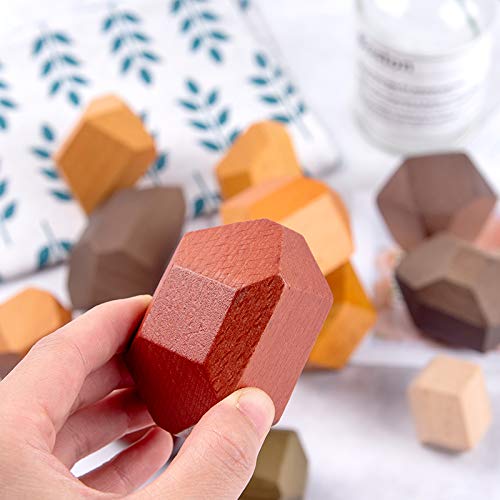 Gupgi Wooden Building Blocks Set Lightweight Natural Balancing Blocks Colored Wooden Stones Stacking Game Rock Blocks Educational Puzzle Toy (12pcs, More Large)