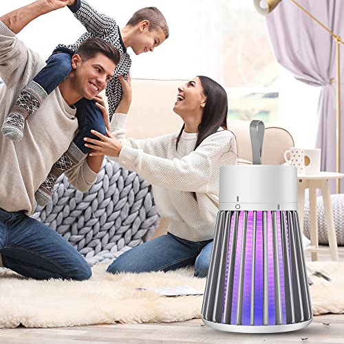 Bug Zapper Mosquito Zapper & Fly Zapper Portable Indoor Bug Zapper LED Fly Trap Electronic Fly Zapper Indoor Mosquito Trap Ideal for Fly Traps Indoors Super-Fast Electric Bug Zapper(White)