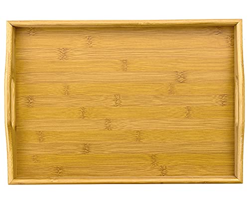 Serving Tray with Handles Nice Size Aprox 17.7 X 13 inch by Intriom Bamboo Collection