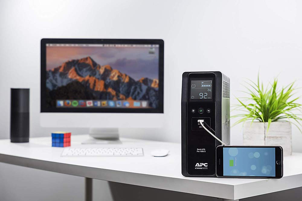APC Sine Wave UPS Battery Backup & Surge Protector, 1000VA, APC Back-UPS Pro (BR1000MS) Bundle Including 16GB DataTraveler