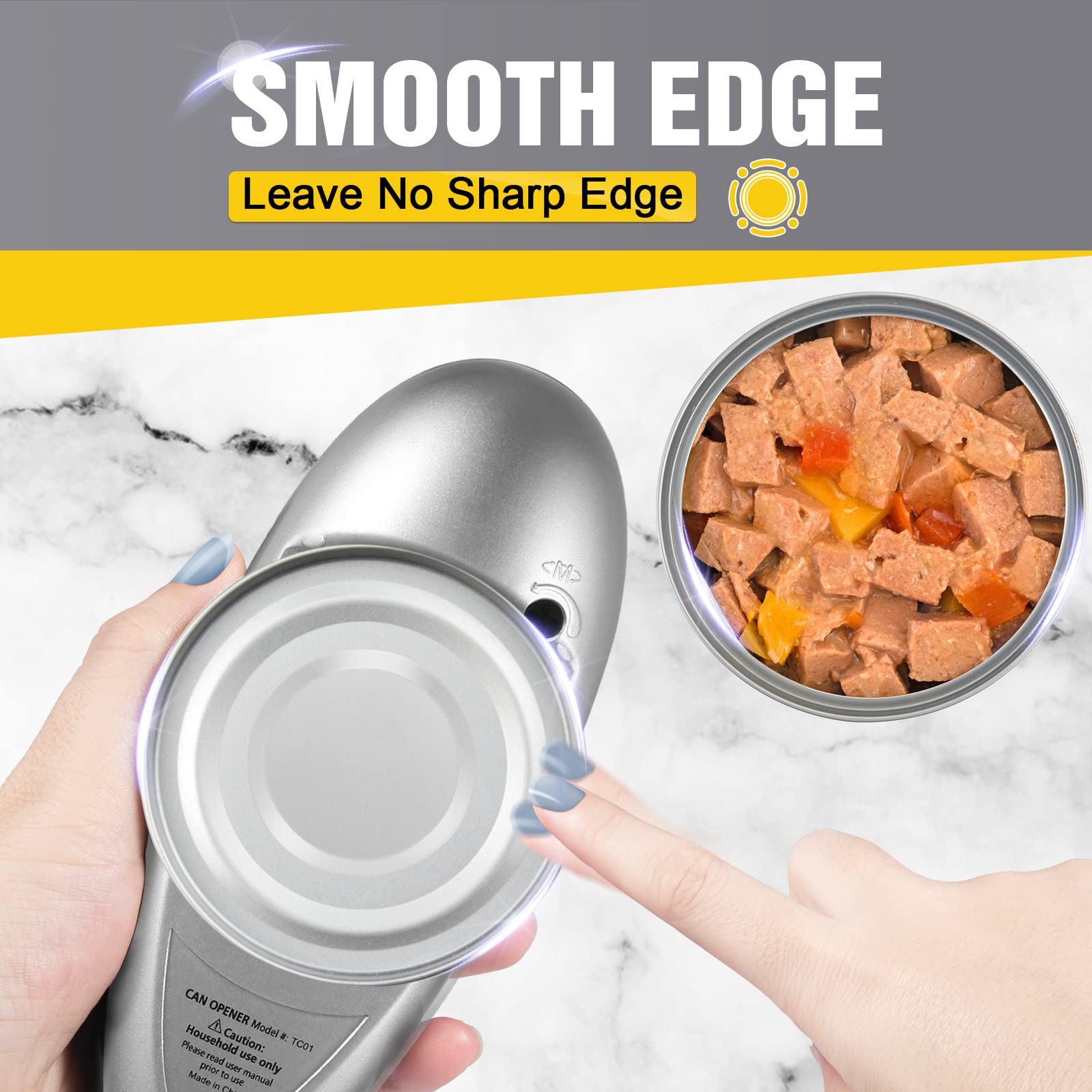 Automatic Can Opener with Smooth Edges Safe Battery Operated Operation Restaurant Kitchen Gadget Gift for Chefs, Housewives and Senior with Arthritis