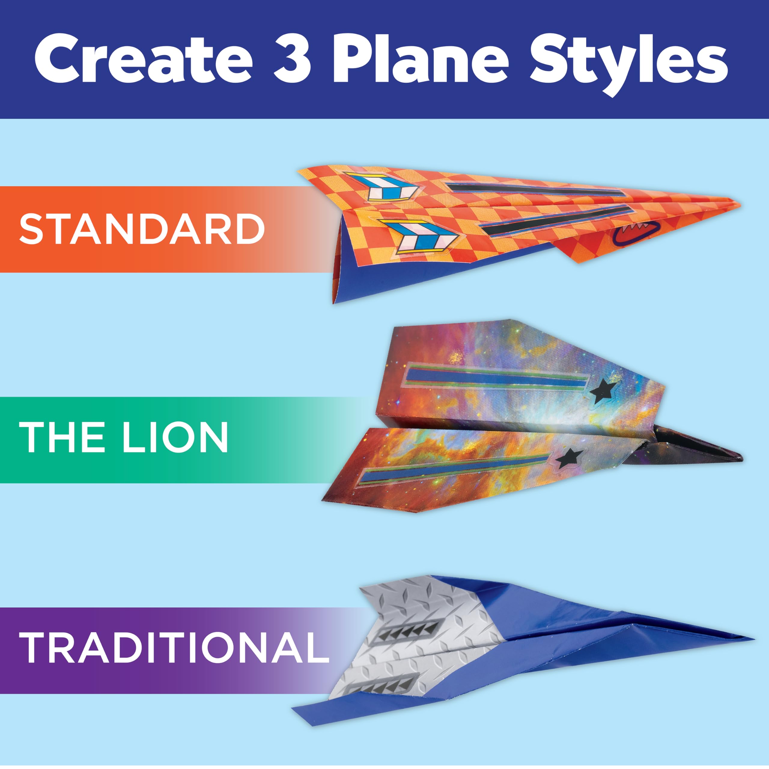 Creativity for Kids Paper Airplane Squadron - Create 20 Paper Airplanes, Crafts for Boys and Girls, Stocking Stuffers and Gift for Boys, Kids Activities for Ages 6-8+