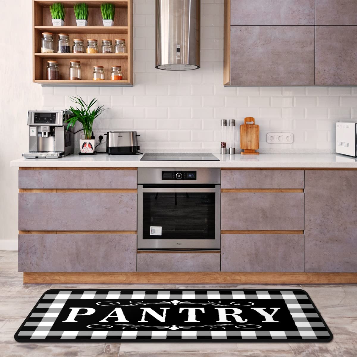 Buffalo Plaid Pantry Kitchen Rug 40 x 20 Inch Non-Slip Cushioned Comfort Entryway Door Mats Perfect Carpet for Home Decor