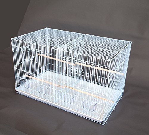 Set of 3 Breeding Bird Carrier Cage with Central Dividor White L30xW18xH18 On Stand