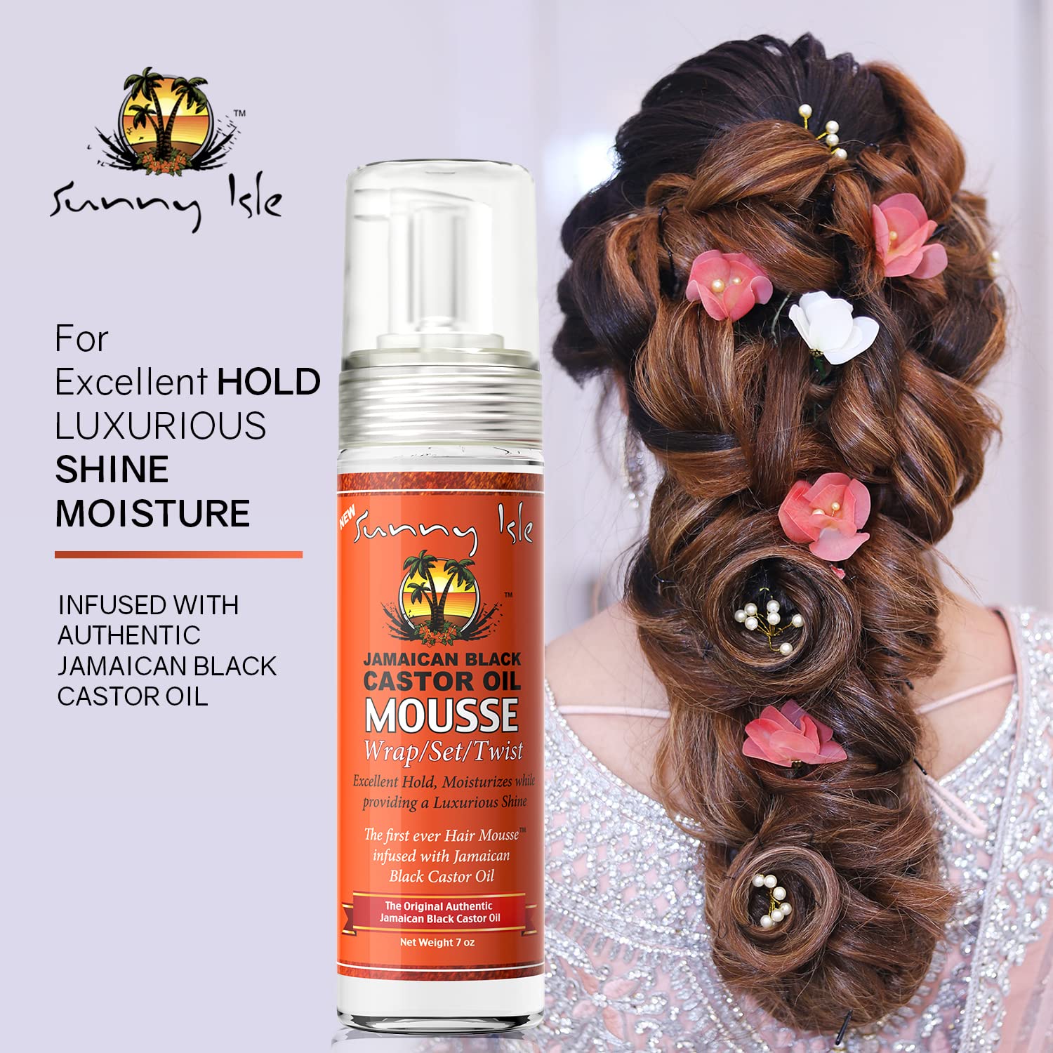 Sunny Isle Jamaican Black Castor Oil Mousse Wrap Set Twist 7oz | Excellent Hold, Luxurious Shine | Moisturizes with Frizz Control
