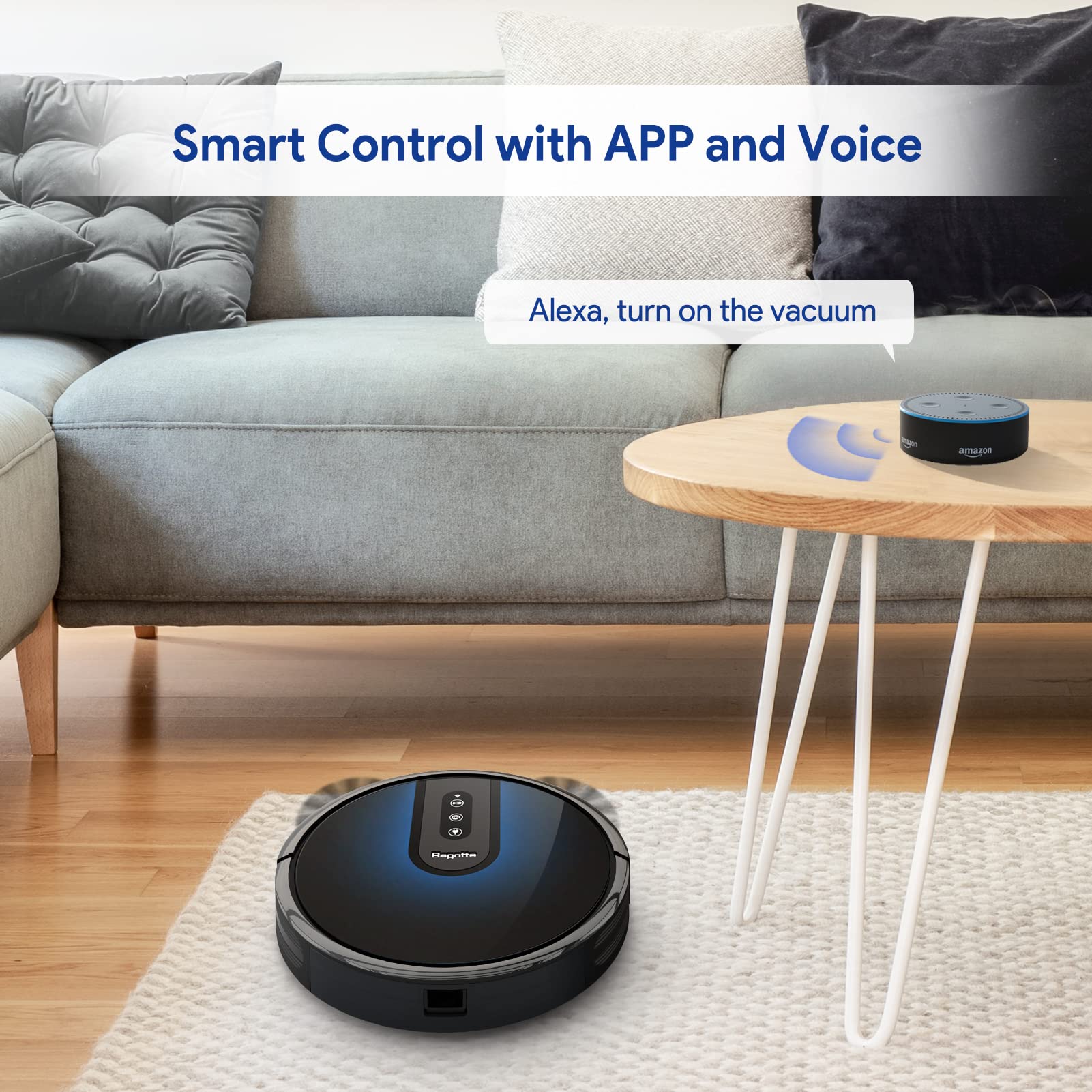 Bagotte Robot Vacuum Cleaner, 4-in-1 Robot Vacuum and Mop, Gyro Navigation, Carpet Automatic Boost,Virtual Boundary, Self-Charging, Alexa/App/WiFi Robot Vacuum for Pet Hair Hard Floor Carpets