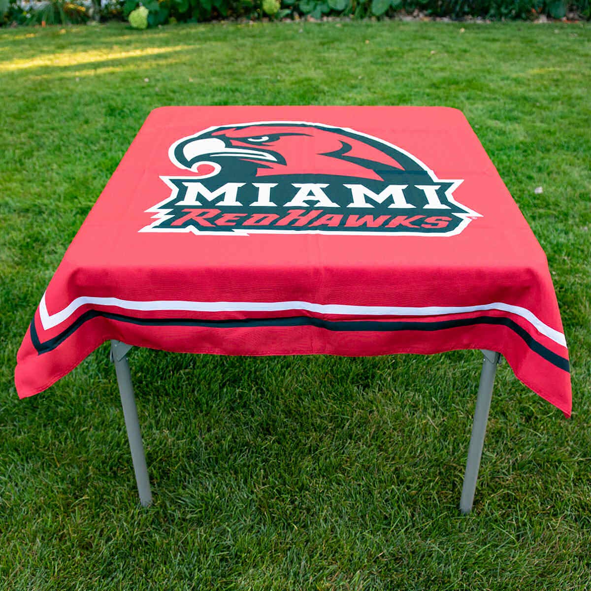 College Flags & Banners Co. Miami Redhawks Logo Tablecloth or Table Overlay