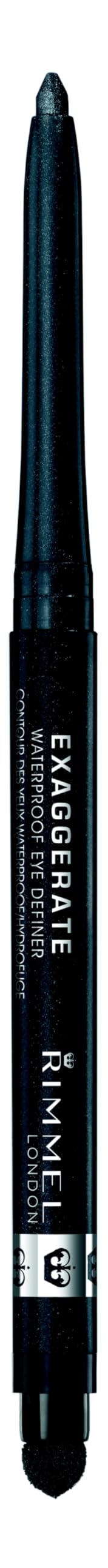 Rimmel London Exaggerate Waterproof Eye Definer Eyeliner, Highly Pigmented, Long-Wearing, Built-In Smudger, 264, Earl Grey, 0.01oz