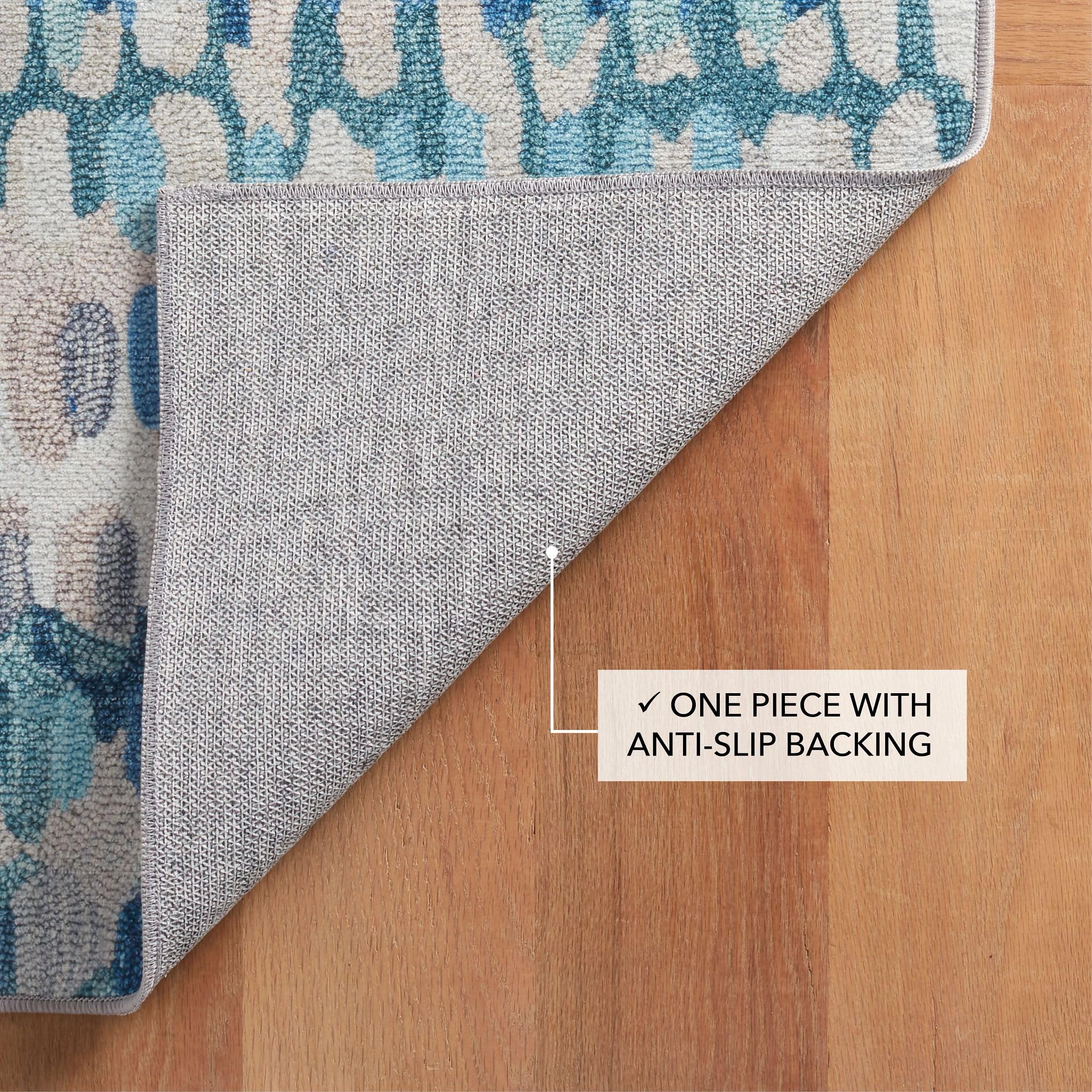 Dash and Albert Paint Chip Machine Washable Area Rug - 5' x 8' Blue - Geometric Accent Rug - Anti-Slip Backing, Lightweight, Machine Washable, High Traffic Areas Kitchen, Mudroom, Laundry Room