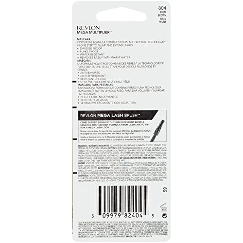 Revlon Mega Multiplier Mascara, Plum Brown, 0.28 Fluid Ounce